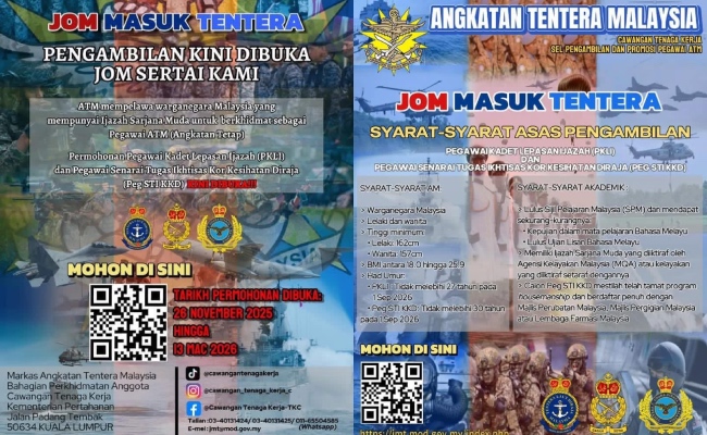 Permohonan Pegawai Tetap Angkatan Tentera Malaysia Kini Dibuka – Portal ...