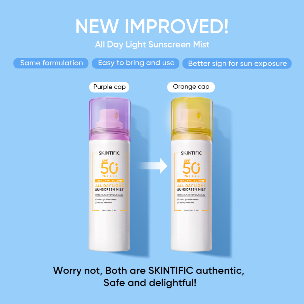 SKINTIFIC All Day Light Sunscreen Mist SPF50 PA++++ – Portal Barang Murah